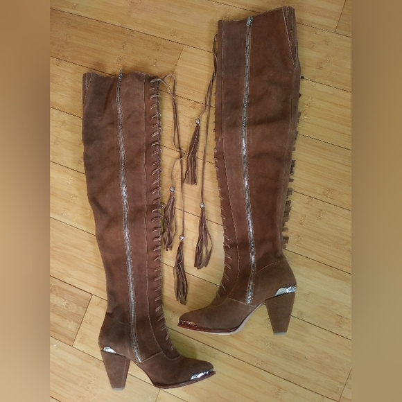 Spell | Shoes | New Mimi Boots 38 Brown Suede Leather Spell Gypsy Thigh ...